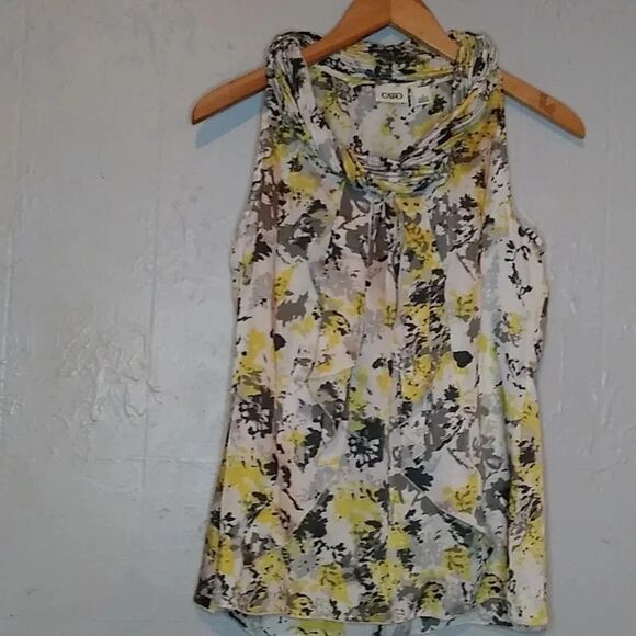 Cato | Tops | Cato Yellowgreywhite Top Tank Blouse Size S | Poshmark